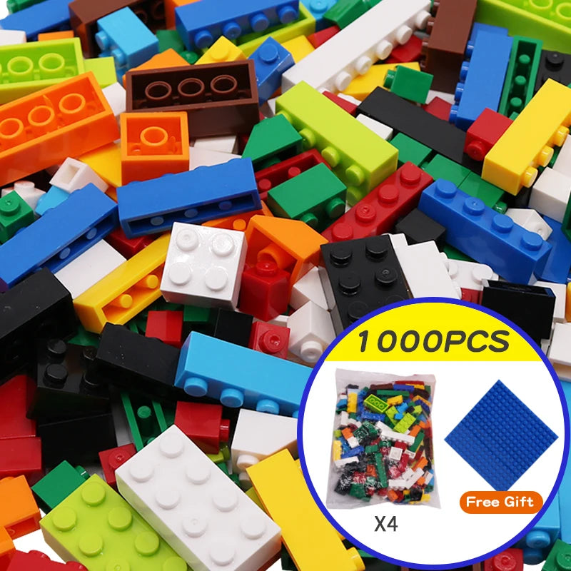 1000 Pieces DIY Creative Building Blocks Bulk Sets City Classic Bricks ...