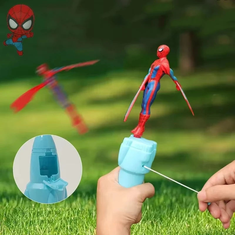 Anime Spiderman Bamboo Dragonfly Flying Toy Iron Man Captain Rotating ...