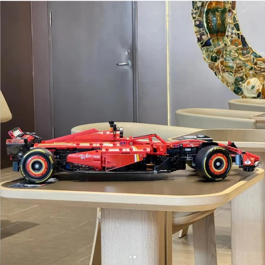 Super red sports car formula racing track car puzzle assembly group bo ...